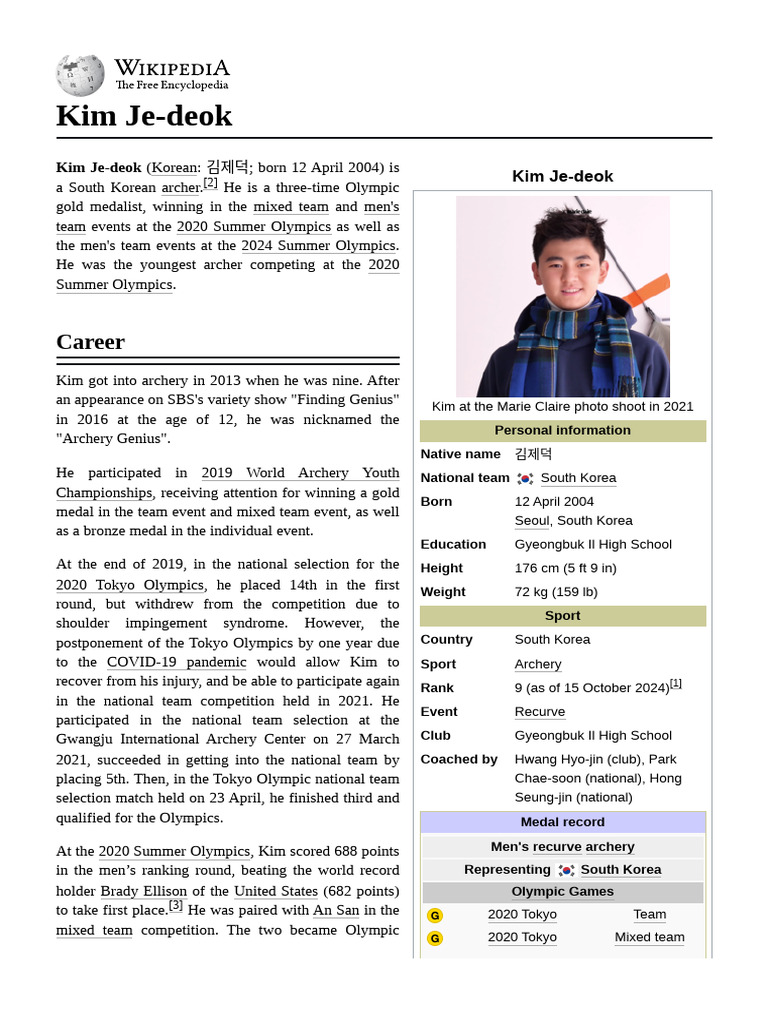 Kim_Je-deok | PDF | Nations At The Olympics | Archery