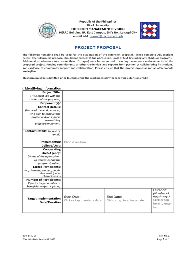 Proposal Project Form 06 Rev 4 2023 EXTENSION | PDF