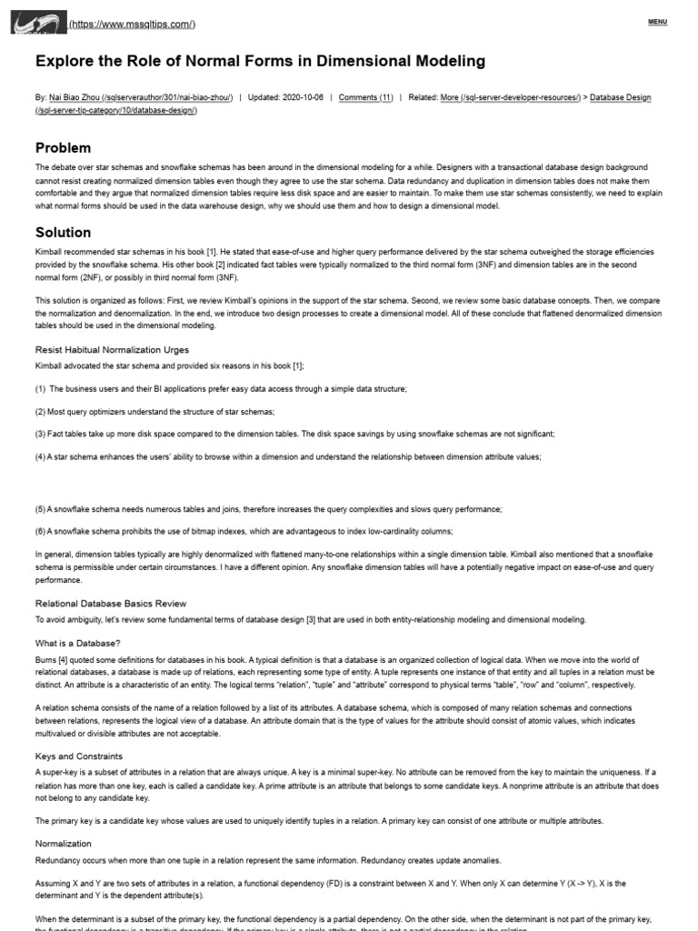 Explore The Role of Normal Forms in Dimensional Modeling | PDF | Microsoft Sql Server ...
