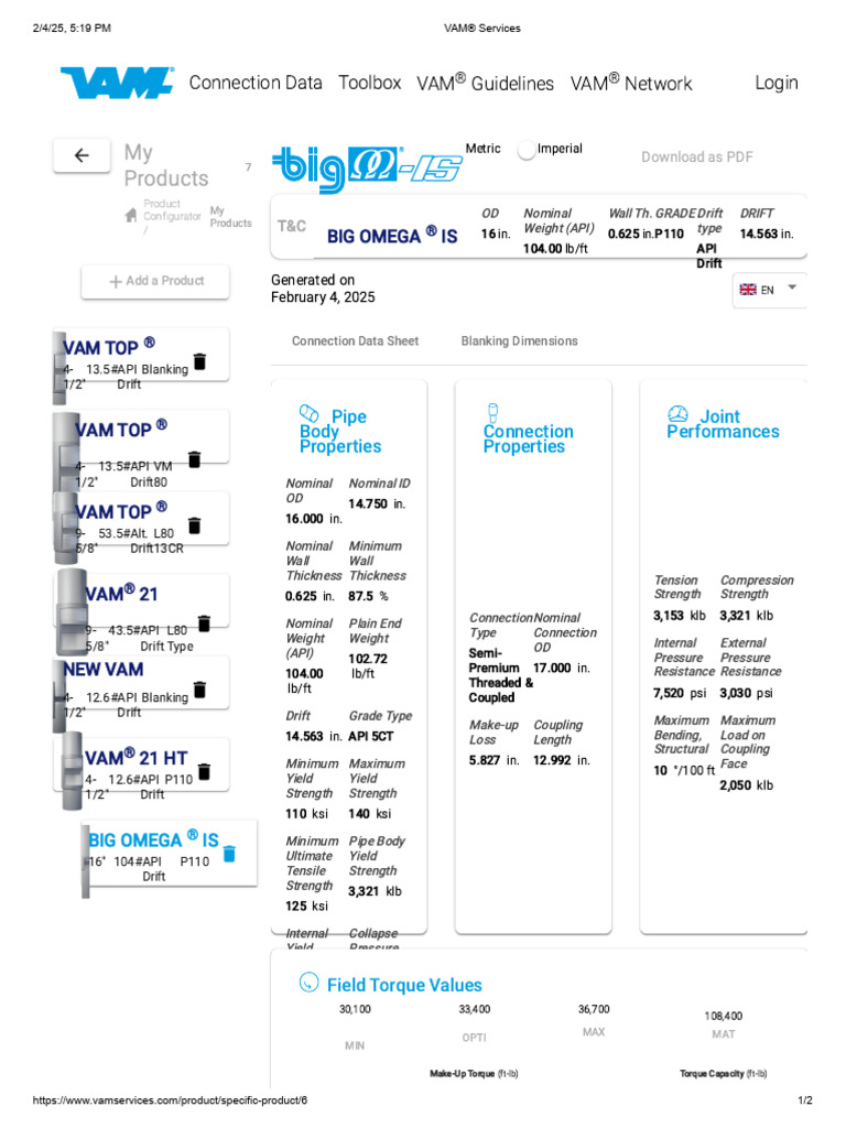 VAM Big Omega | PDF | Mechanical Engineering