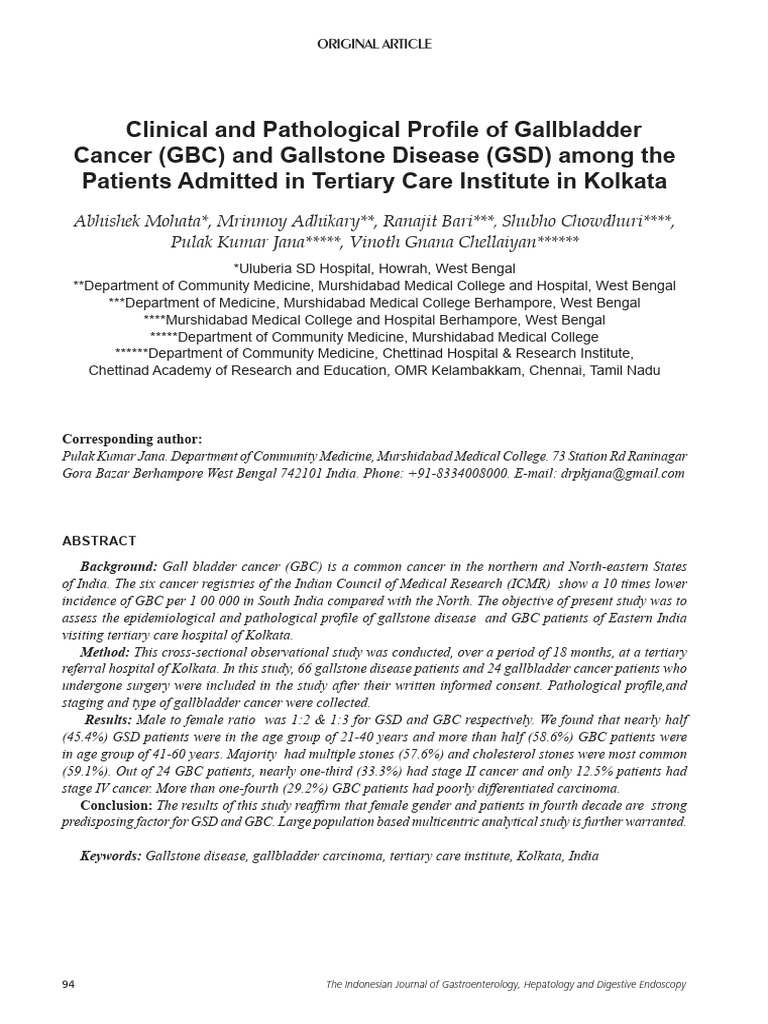 Clinical and Pathological Profile of Gallbladder | PDF | Gallbladder ...