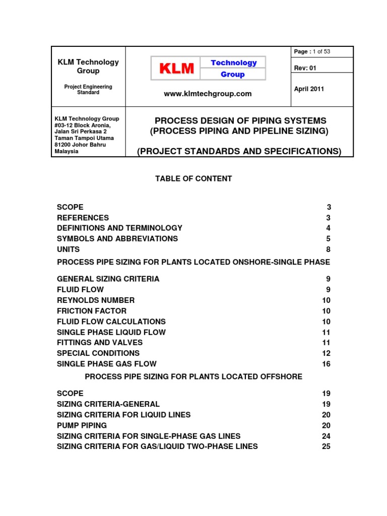 Project Standards and Specifications Piping Systems Rev01 | PDF | Fluid ...