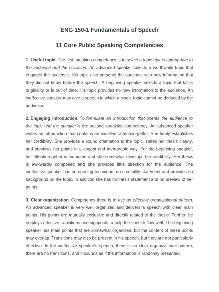 Understanding Public Speaking Competencies | PDF | Nonverbal Communication | Speech
