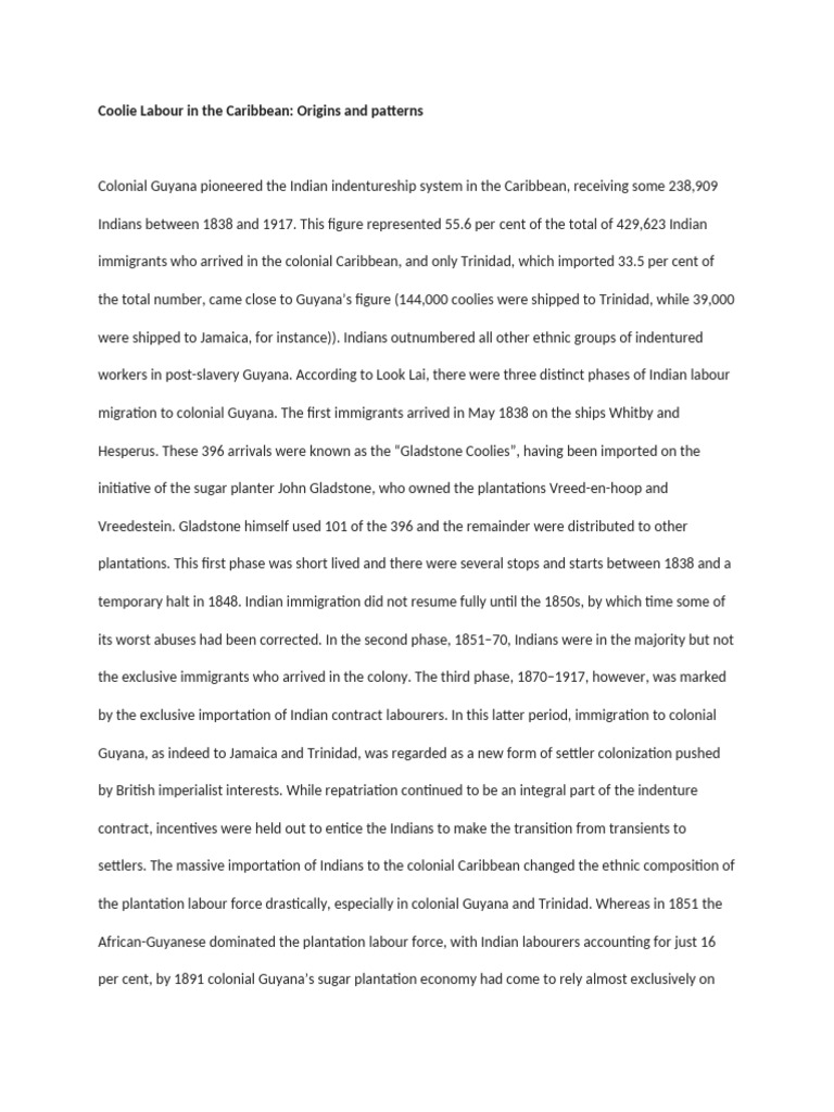 Coolie Labour in The Caribbean | PDF | North America | Slavery