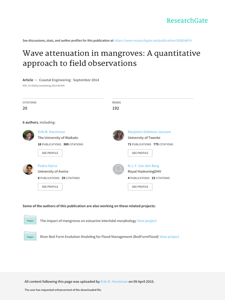 Wave Attenuation in Mangroves Study | PDF | Mangrove | Spectral Density