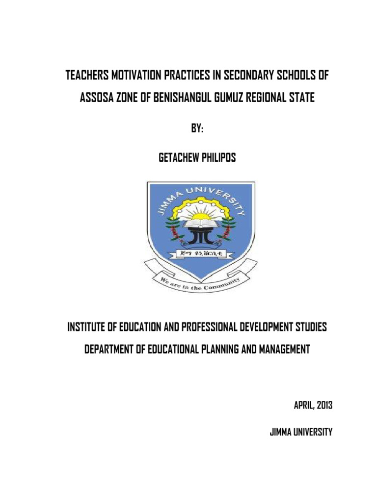 Teacher Motivation in Assosa Zone Schools | PDF | Motivation | Motivational