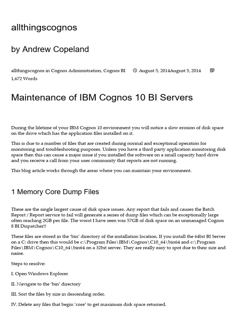 Maintenance of IBM Cognos 10 BI Servers - Allthingscognos | PDF | Computer File | Directory ...