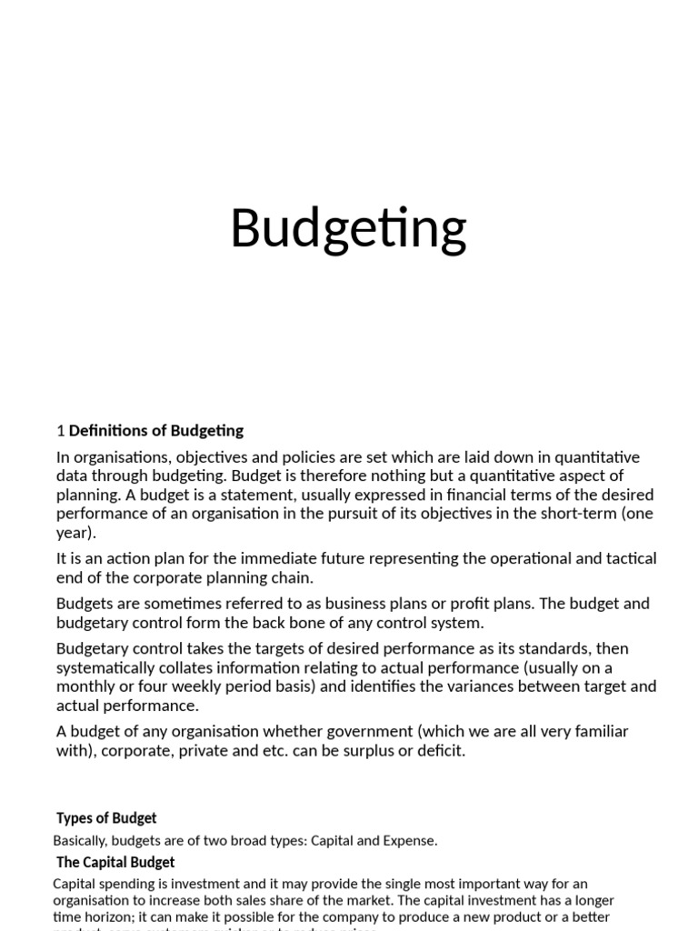 Budgeting | PDF | Budget | Expense