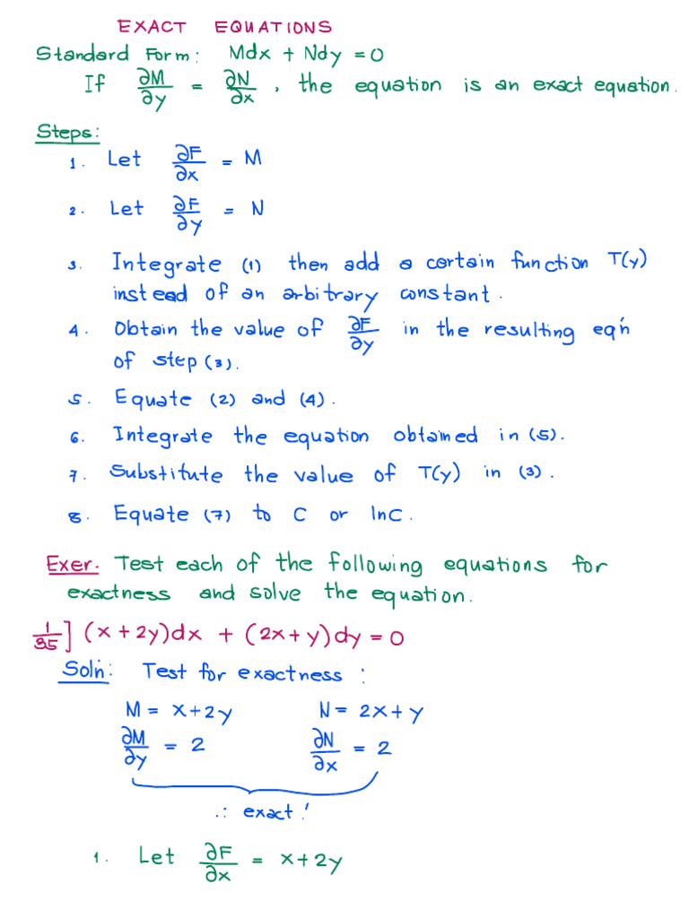 Exact Equations (1) | PDF