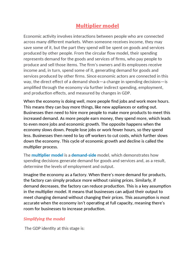 multiplier model | PDF | Consumption (Economics) | Aggregate Demand