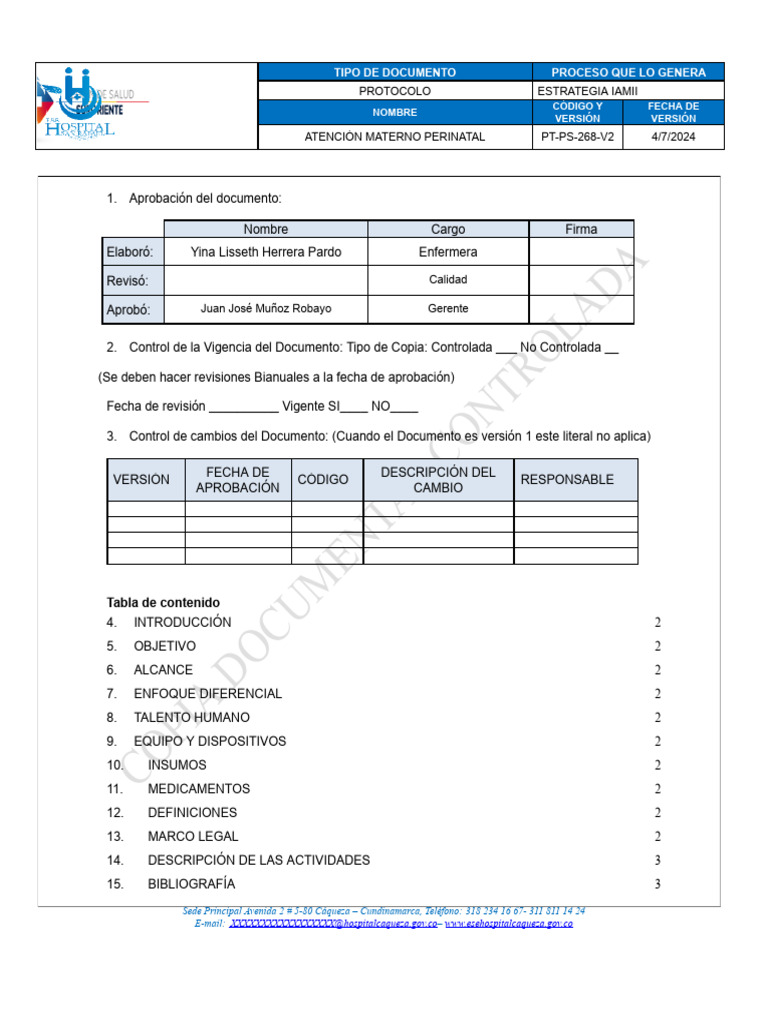 PT-PS-268-V2 Protocolo Atención Materno Perinatal | PDF | El embarazo ...