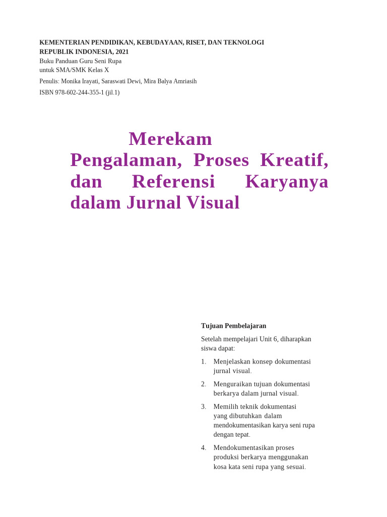 6 Merekam Pengalaman, Proses Kreatif, Dan Referensi Karyanya Dalam Jurnal Visual | PDF