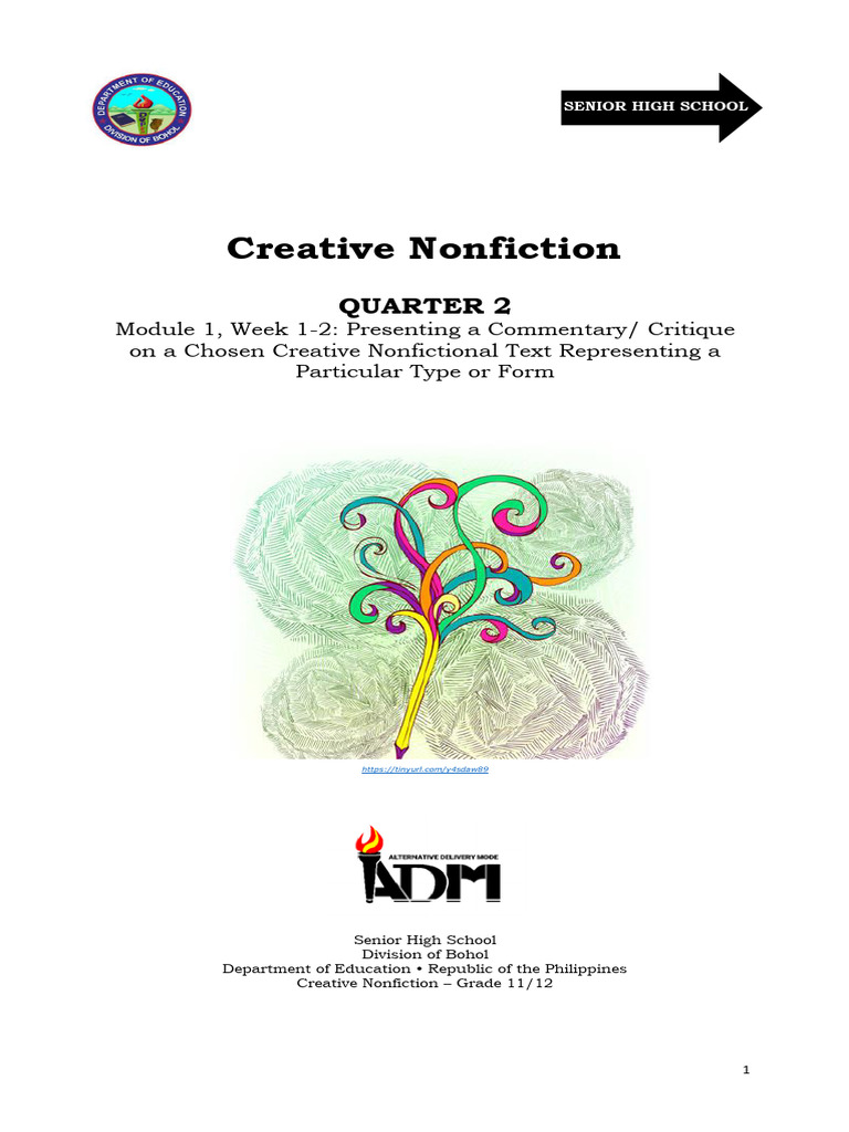 SHS - Creative Non Fiction - Module - Q2 - Wk1-2 | PDF | Creative ...