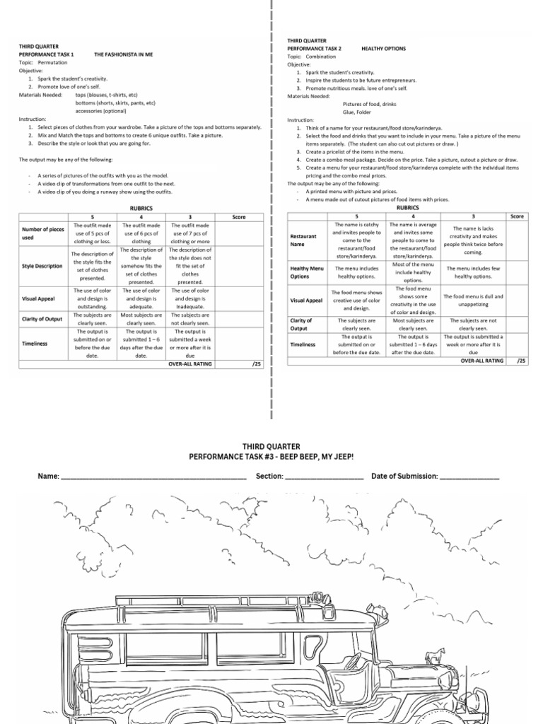 Q3 Performance Tasks 1 3 Letter SIZ3 | PDF