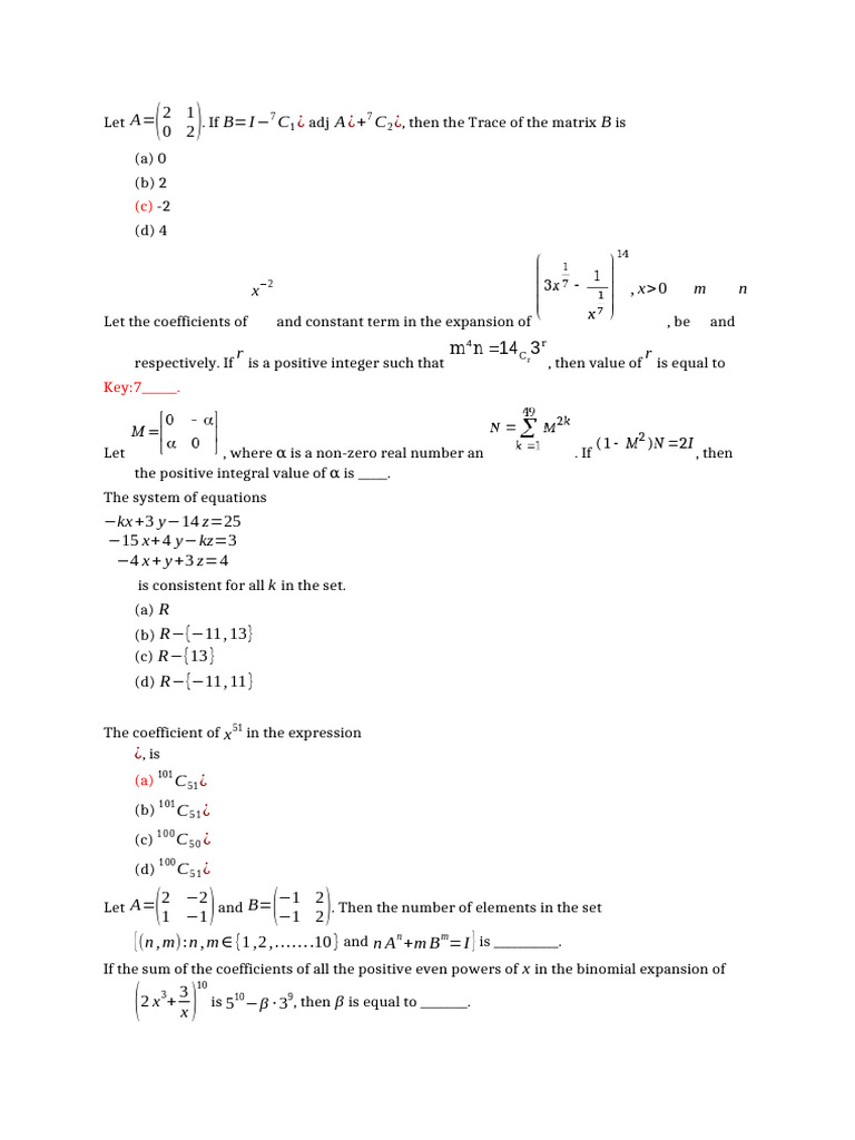 Matrix Equations and Determinants Problems | PDF | Matrix (Mathematics) | Mathematical Physics