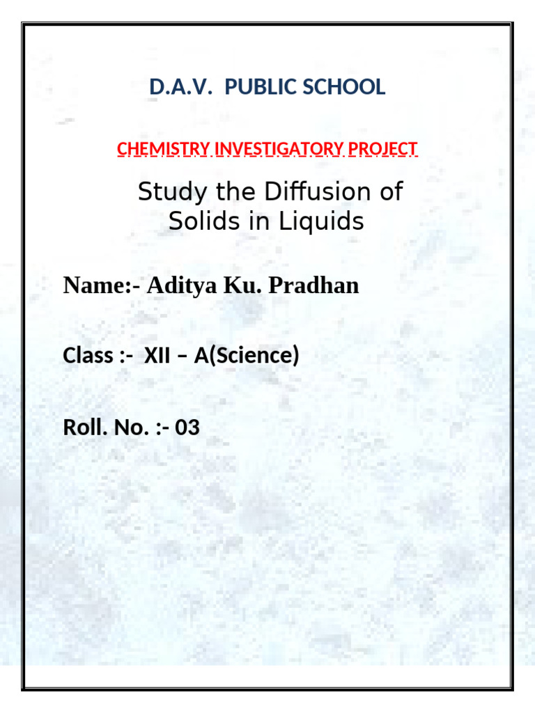 Inv P. Diffusion of Solids in Liquids | PDF | Diffusion | Solvation