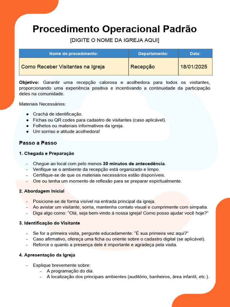 MODELO - Procedimento Operacional Padrão (POP) | PDF