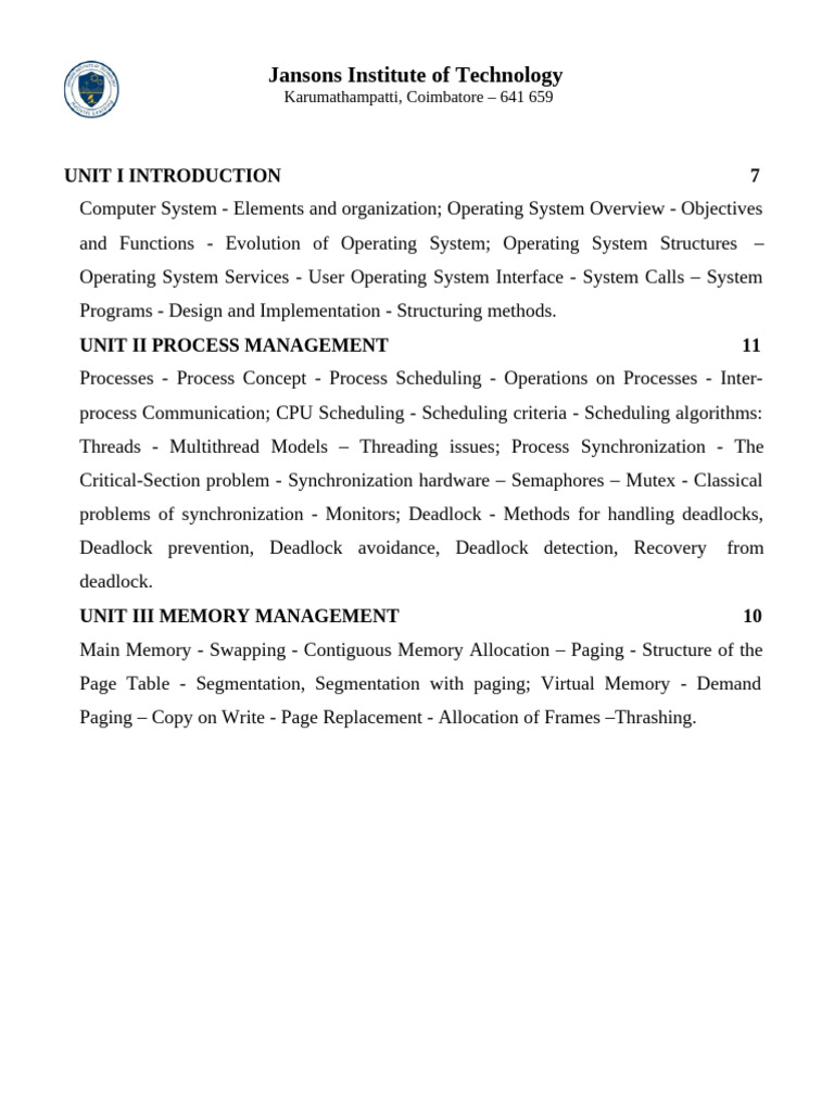 CS3451-OS Question Bank | PDF | Operating System | Process (Computing)