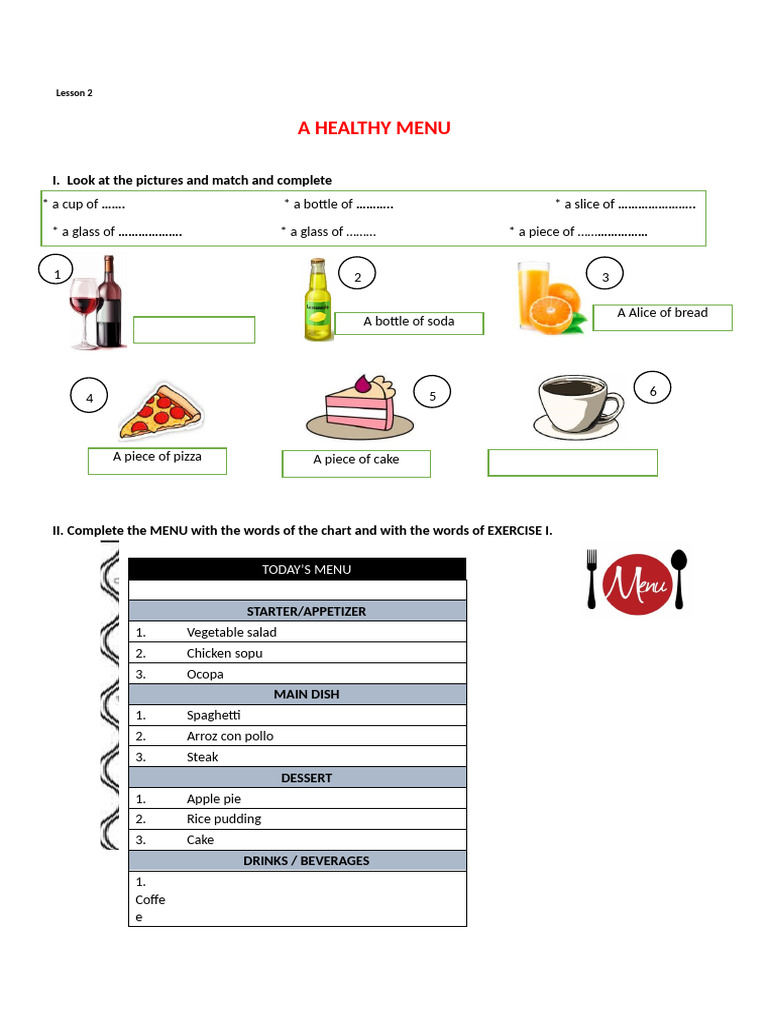 A HEALTHY MENU - practice | PDF | Cuisine Of The Americas | North ...