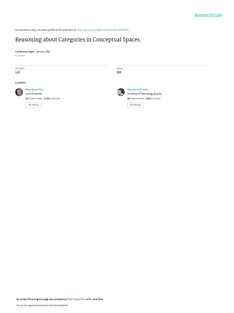 Reasoning About Categories in Conceptual Spaces | PDF | Concept | Space