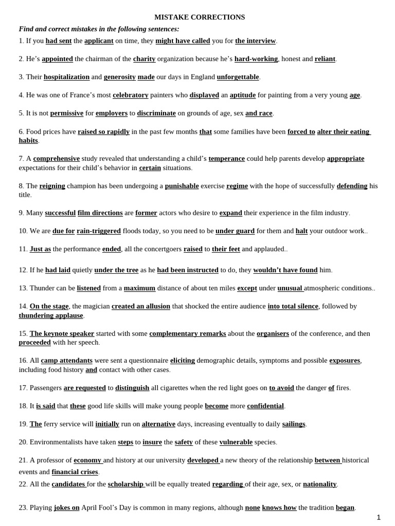 Mistake Correction 200 Sentences | PDF | Trigonometric Functions