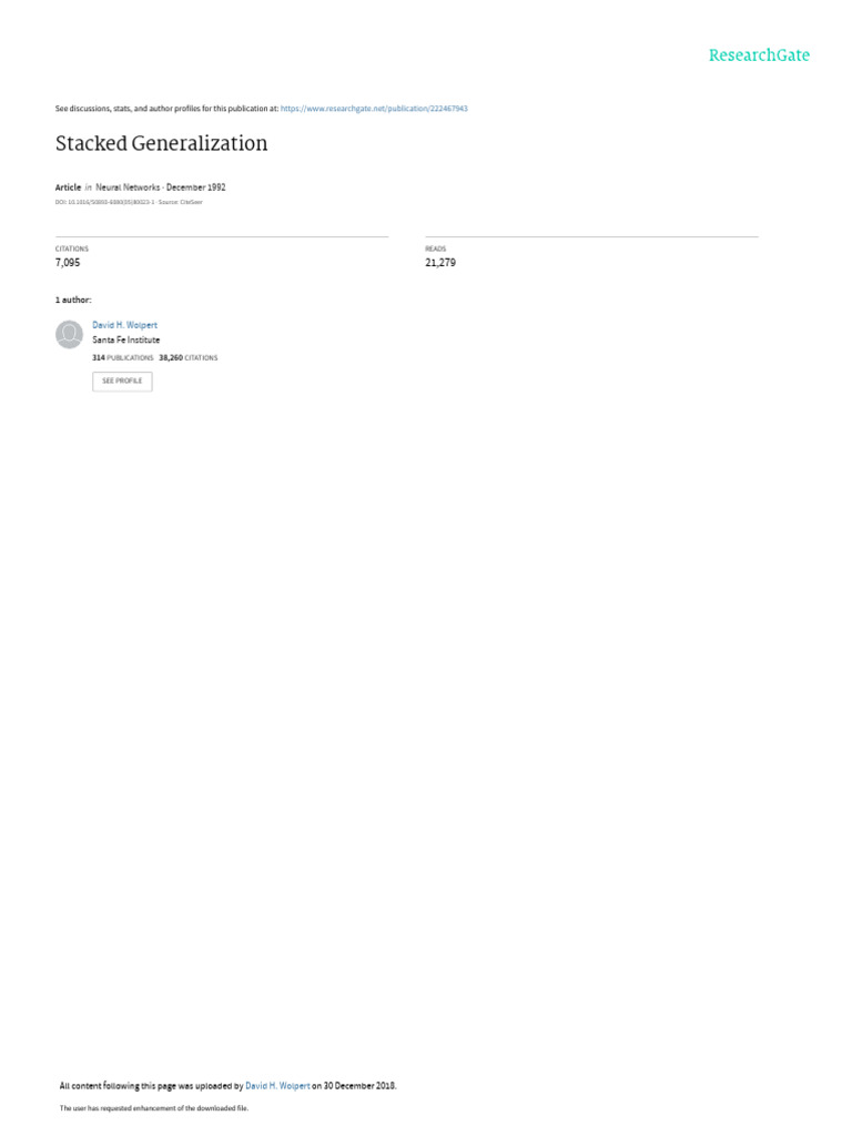 Stacked Generalization | PDF | Errors And Residuals | Cross Validation (Statistics)