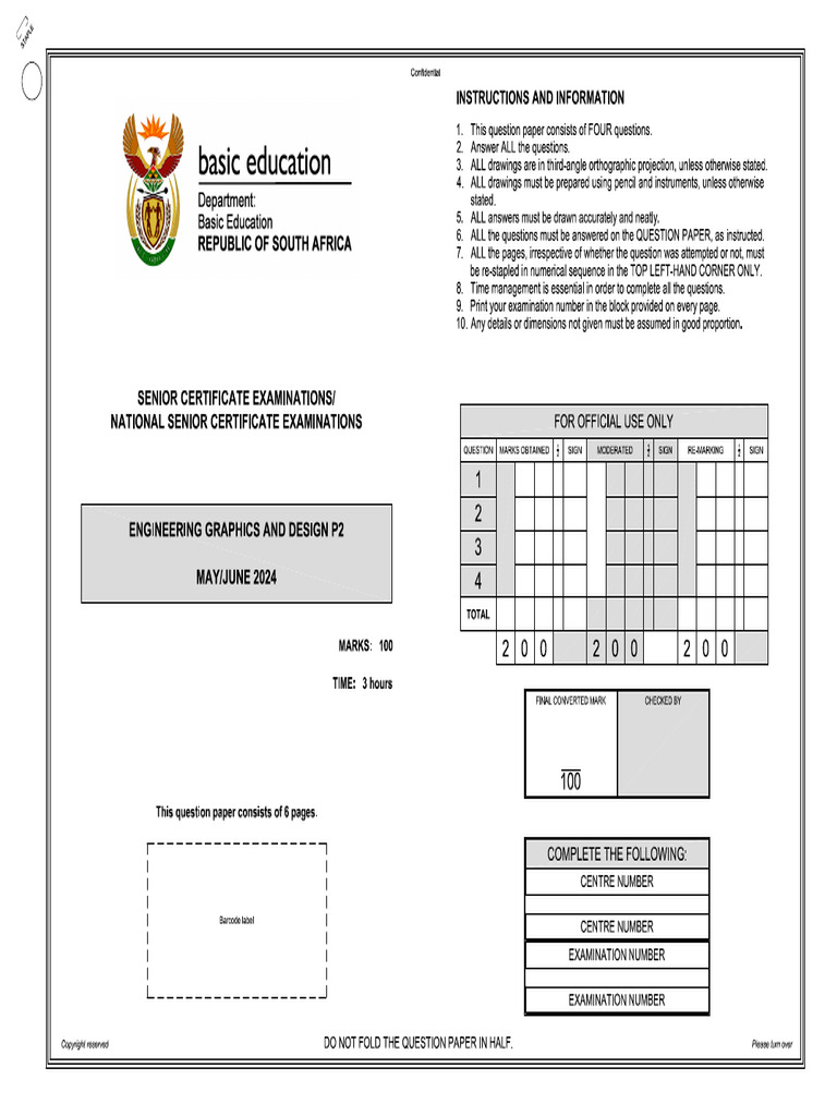 Engineering Graphics & Design P2 May-June 2024 Eng | PDF