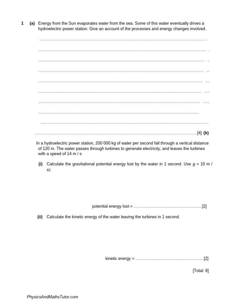 WORKSHEET 4 | PDF | Potential Energy | Force