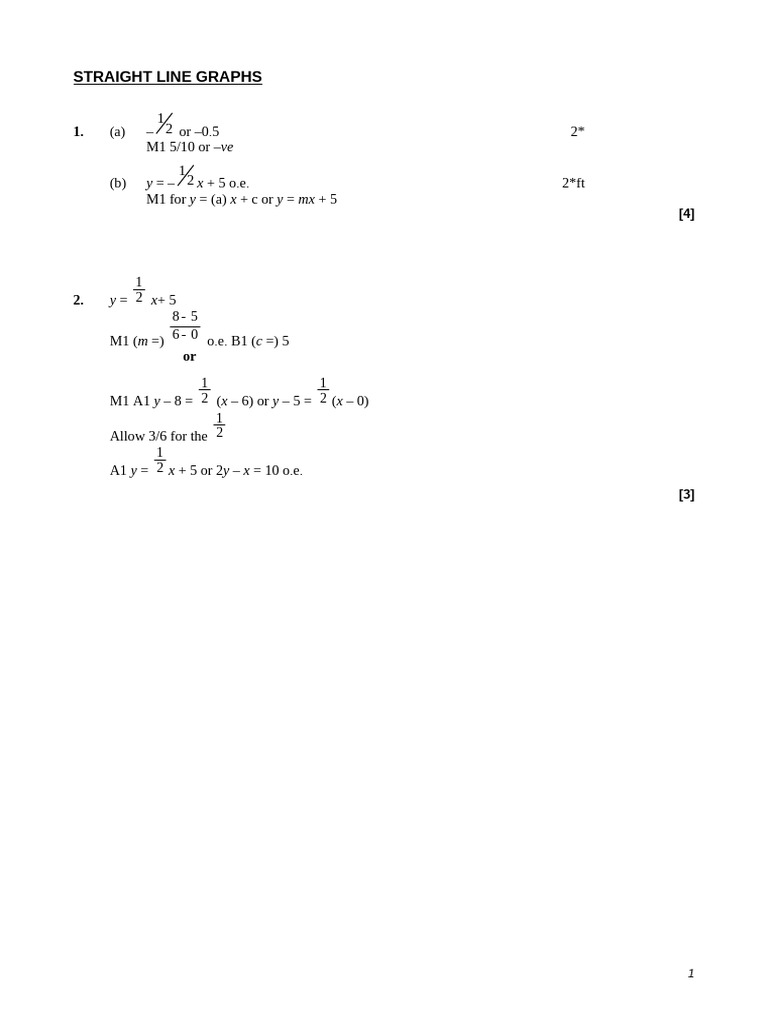 Straight Line Graphs Ms (2) | PDF