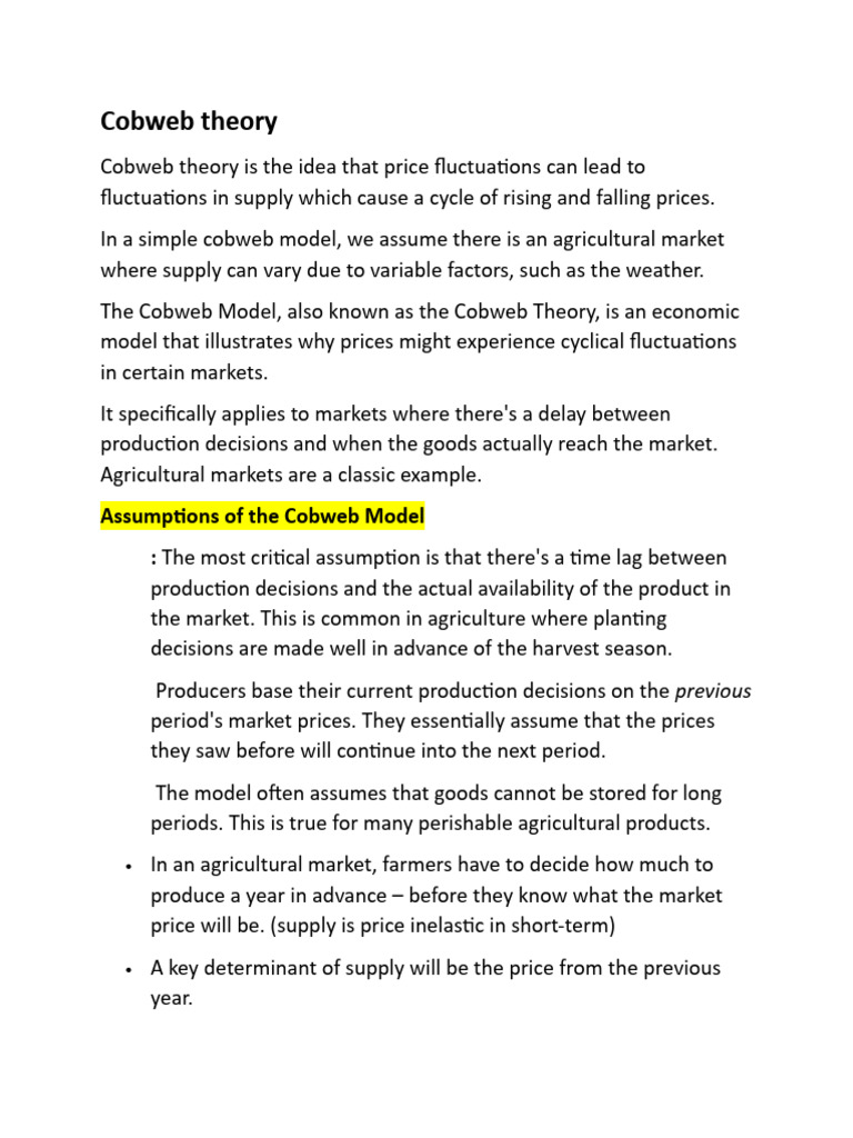 Cobweb Theory in Agricultural Economics | PDF | Agriculture | Supply ...