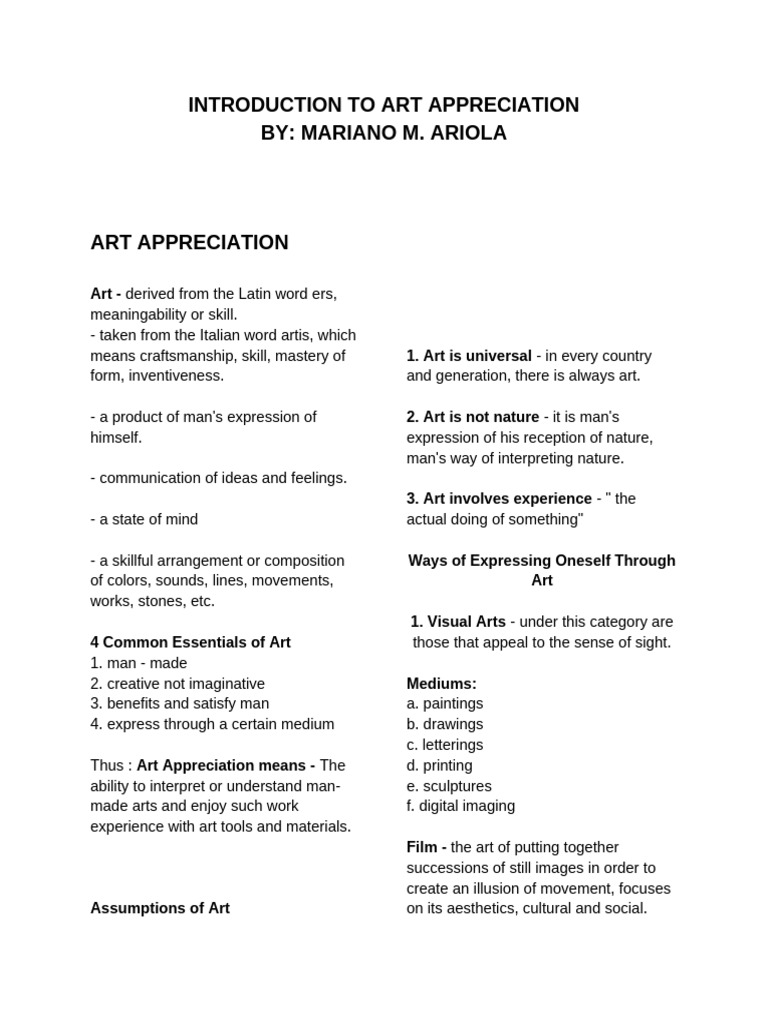 Art Appreciation | PDF | Tempo | Paintings