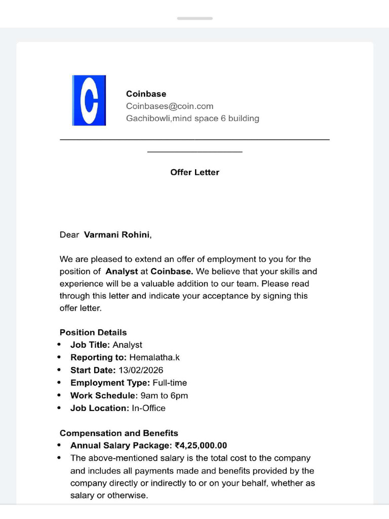 Offer Letter | PDF