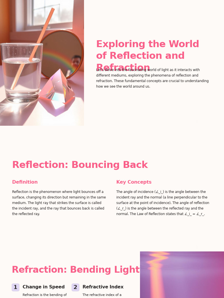 Exploring The World of Reflection and Refraction | PDF | Reflection (Physics) | Mirror