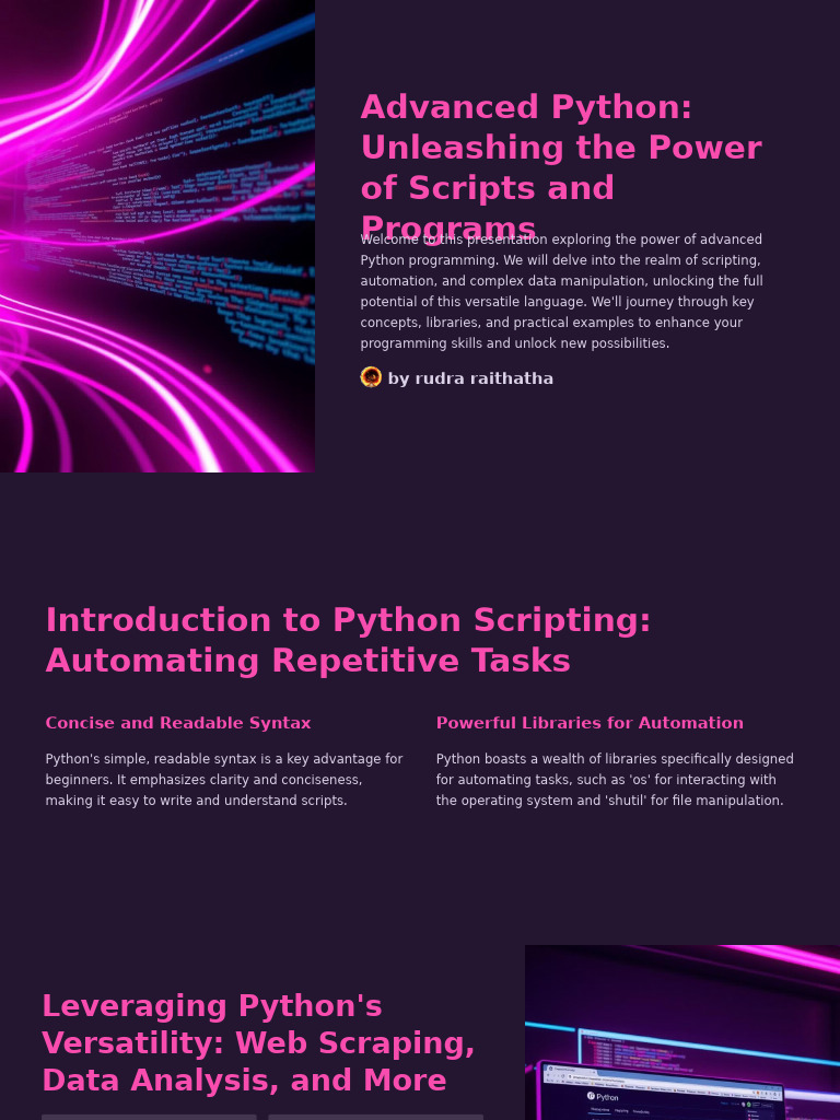 Advanced Python Unleashing The Power of Scripts and Programs | PDF | Python (Programming ...