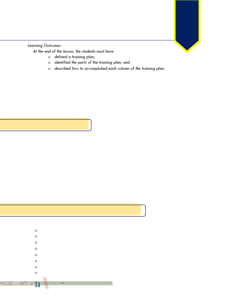 Unit 2 Lesson 4 Training Plan | PDF | Tableware