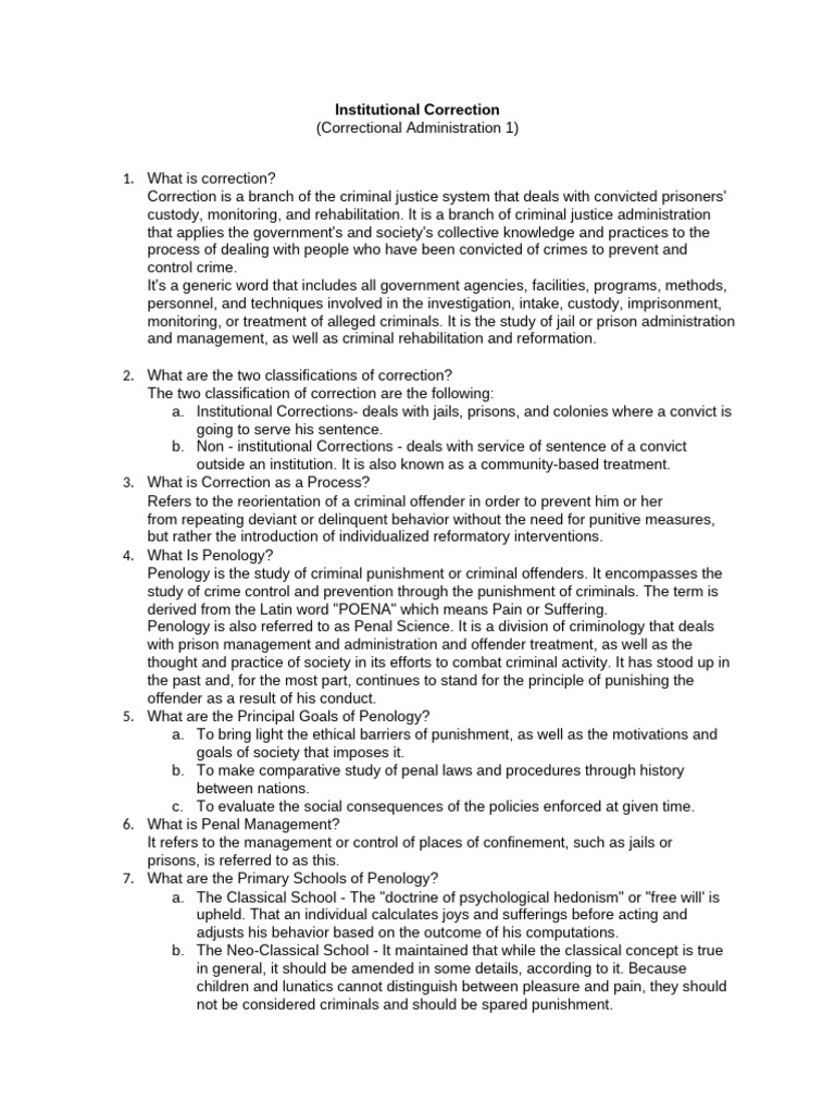 Understanding Correction in Criminal Justice | PDF | Punishments | Prison