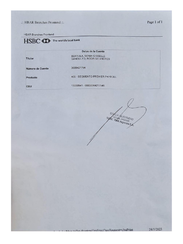 Constancia de CBU Gandulfo | PDF