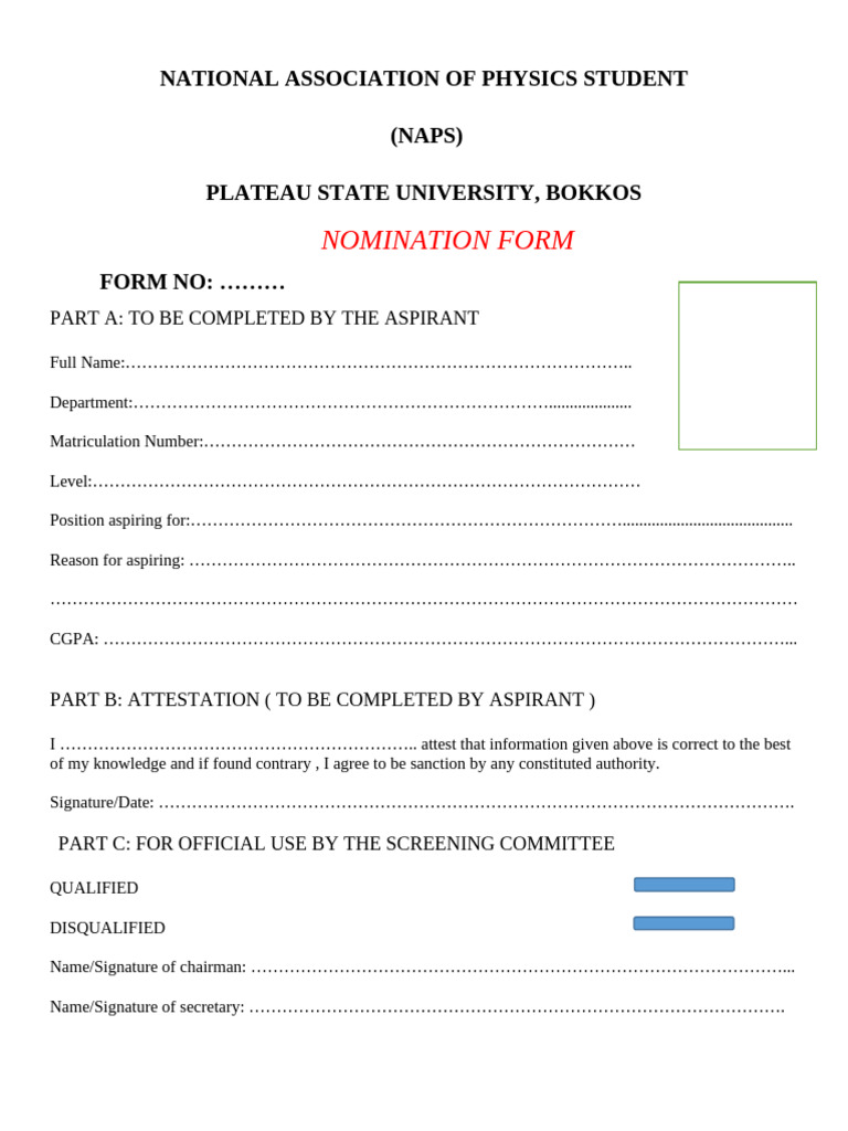 NOMINATION FORM | PDF