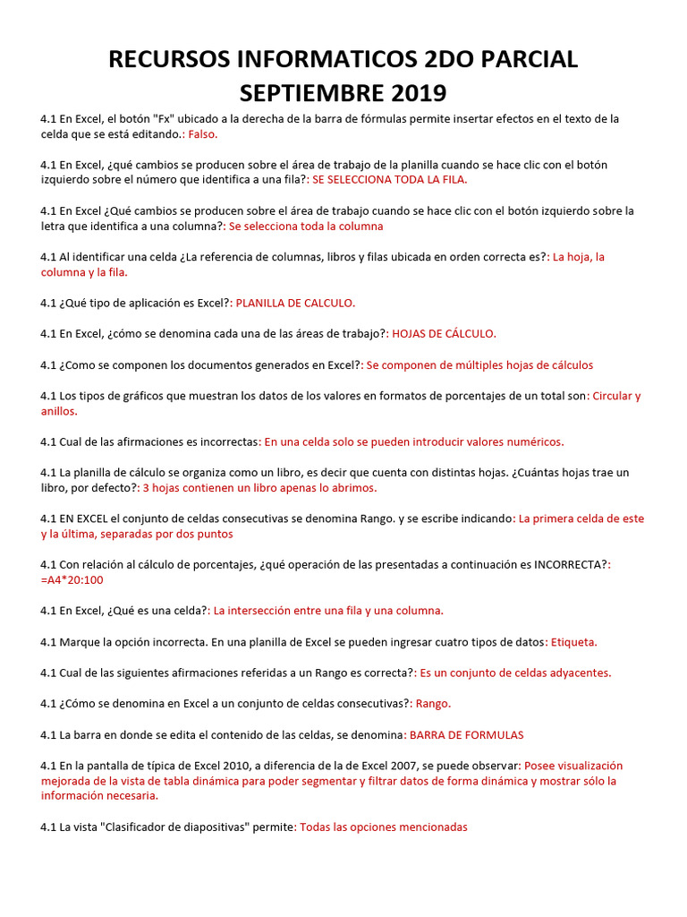 Rec Inf 2 Parcial 2019 | PDF | Microsoft PowerPoint | Microsoft Excel