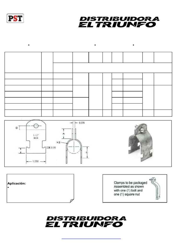 Ficha Tecnica Abrazadera Strut Galvanizado en Caliente | PDF | Materiales de construcción ...
