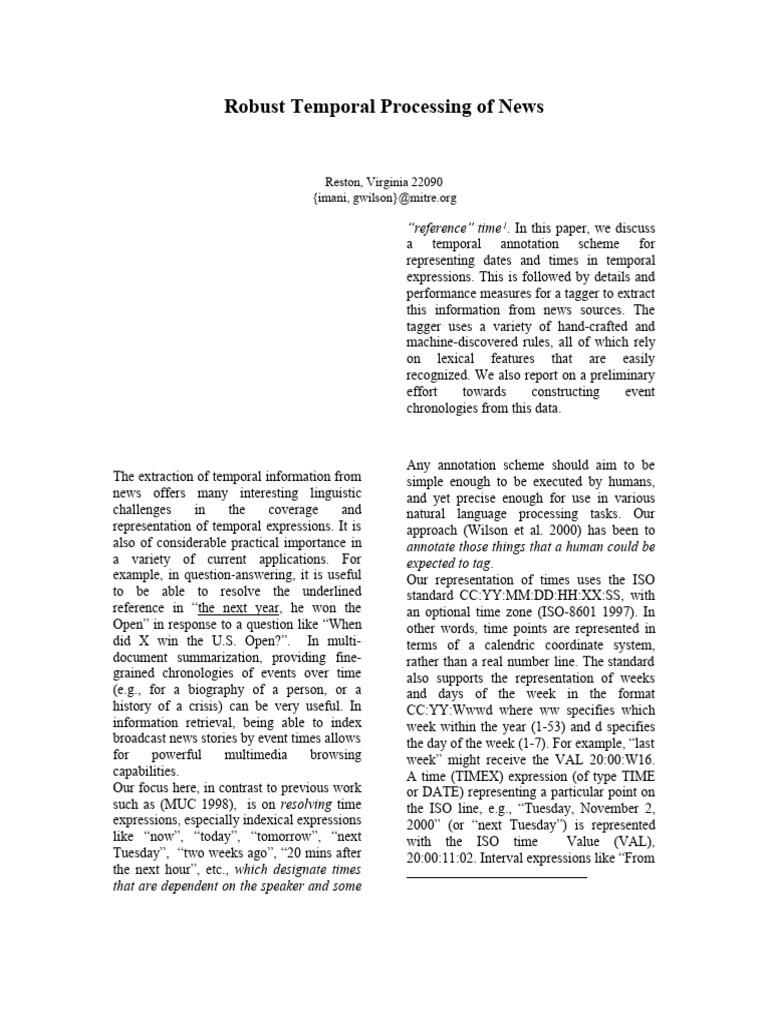 Robust Temporal Processing of News | PDF | Accuracy And Precision | Annotation