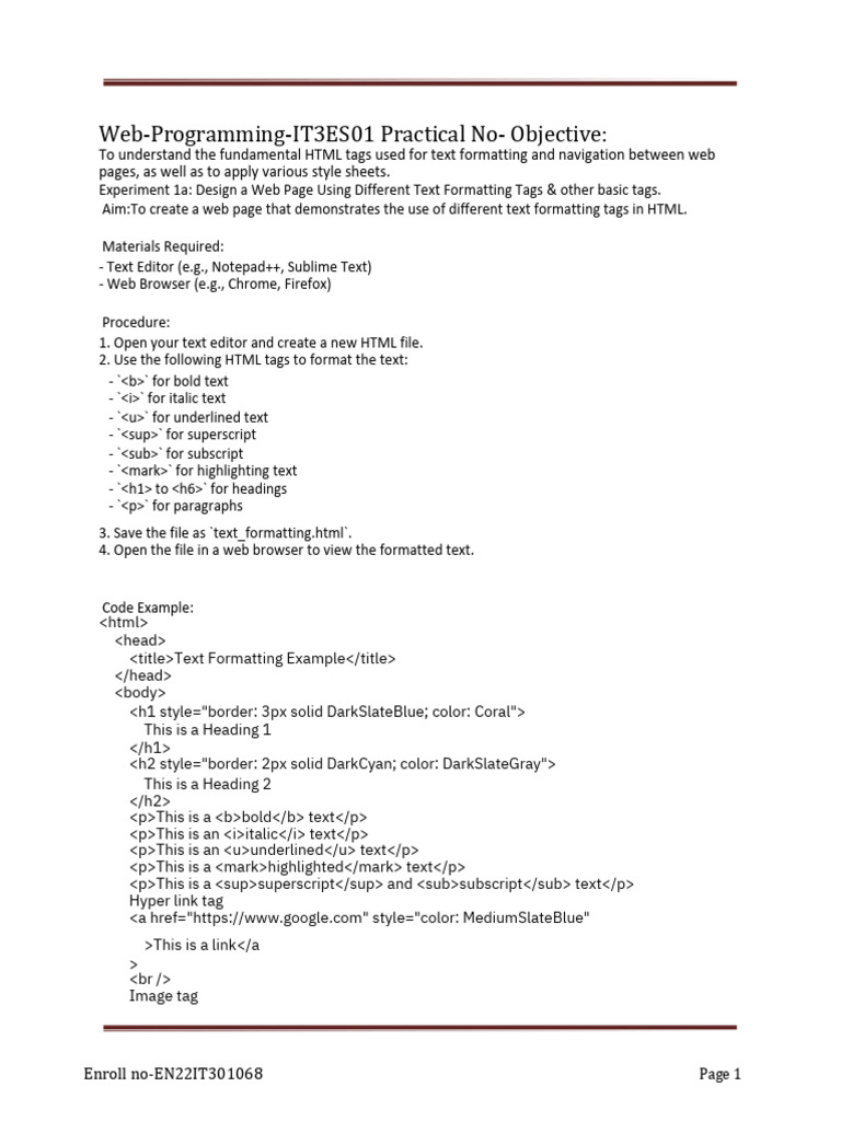 HTML Text Formatting and Navigation Guide | PDF | Html | Computer File ...