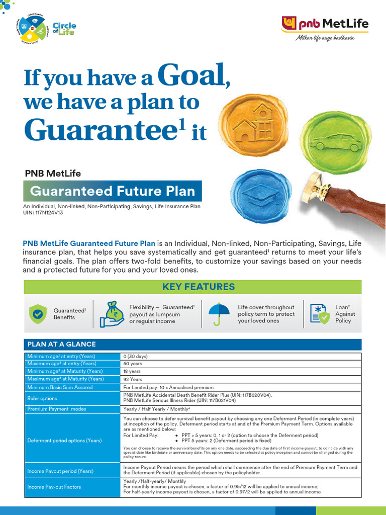 PNB MetLife Guaranteed Future Plan Overview | PDF | Insurance | Life ...