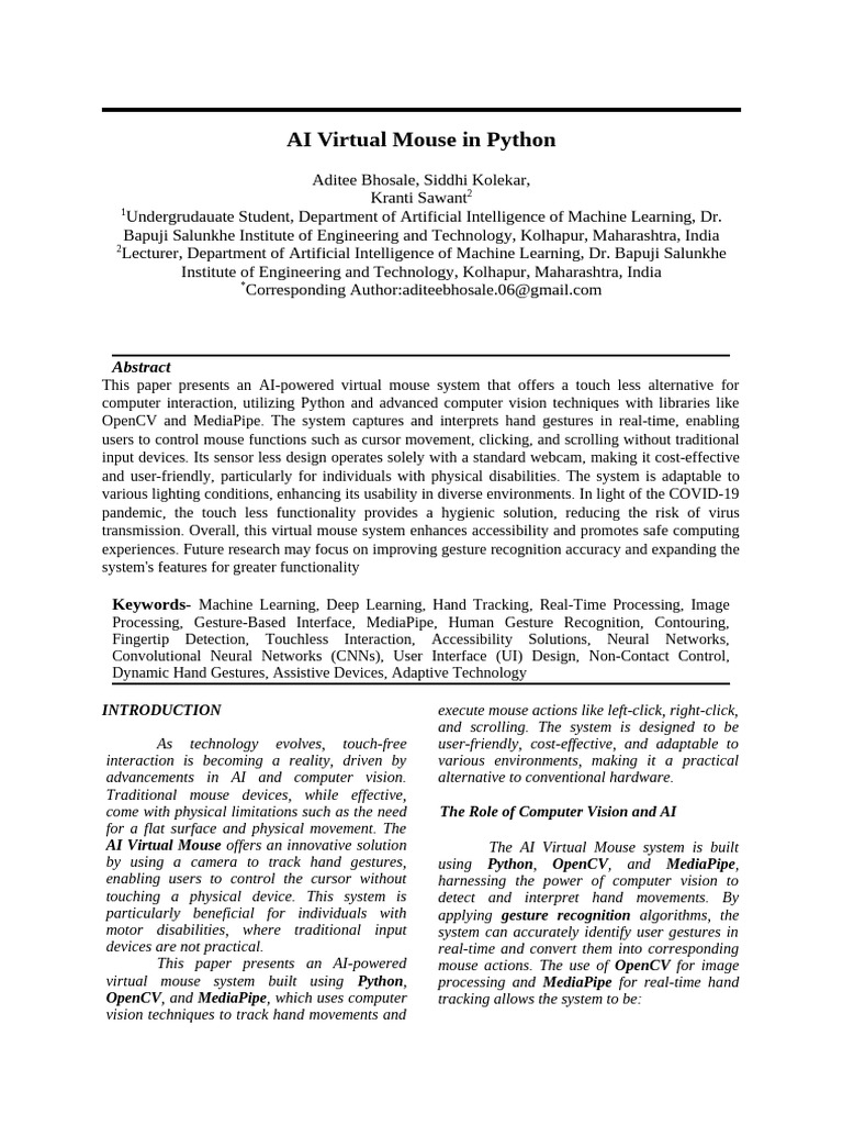 Ai Virtual Mouse in Python-1 | PDF | Augmented Reality | Artificial ...