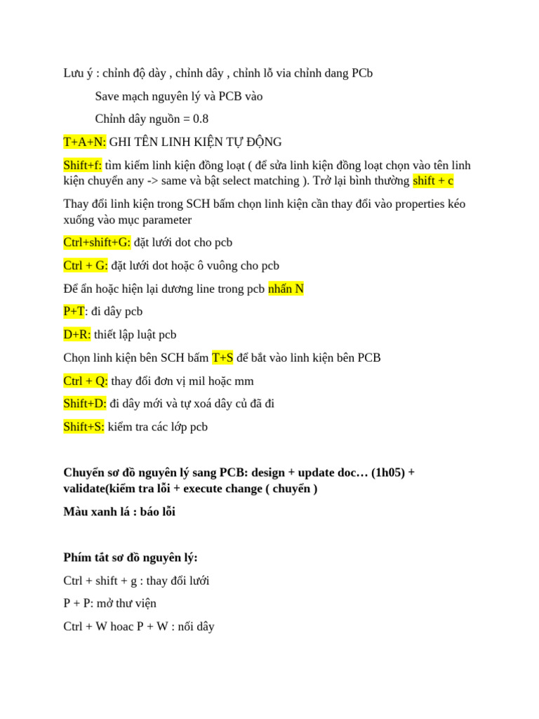 Phím tắt altium (2) | PDF