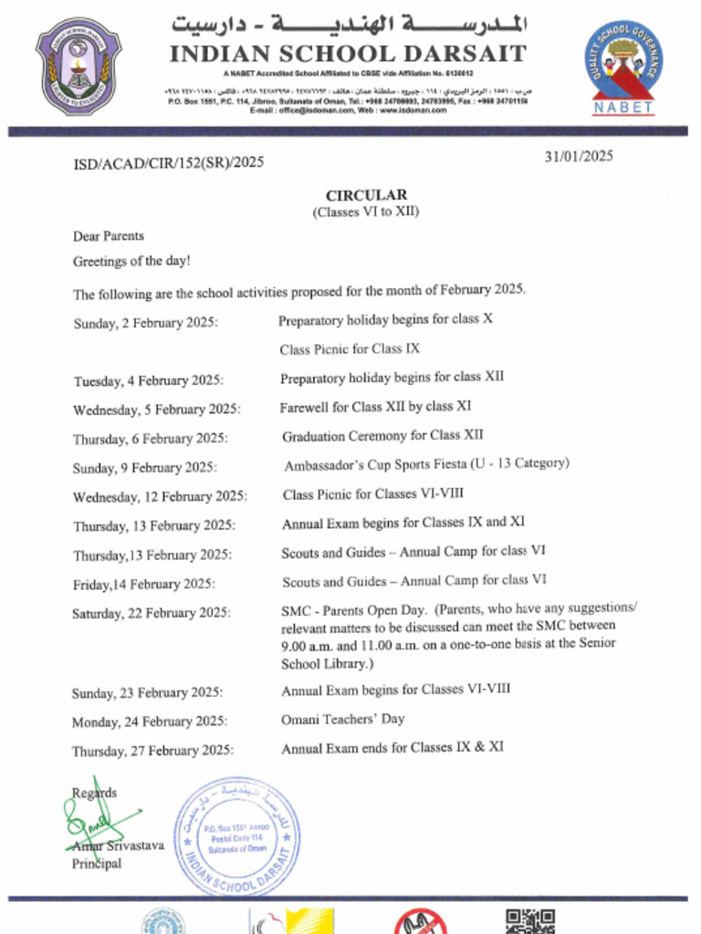 Circular (VI to XII) - Monthly Activities - Feb 2025 | PDF