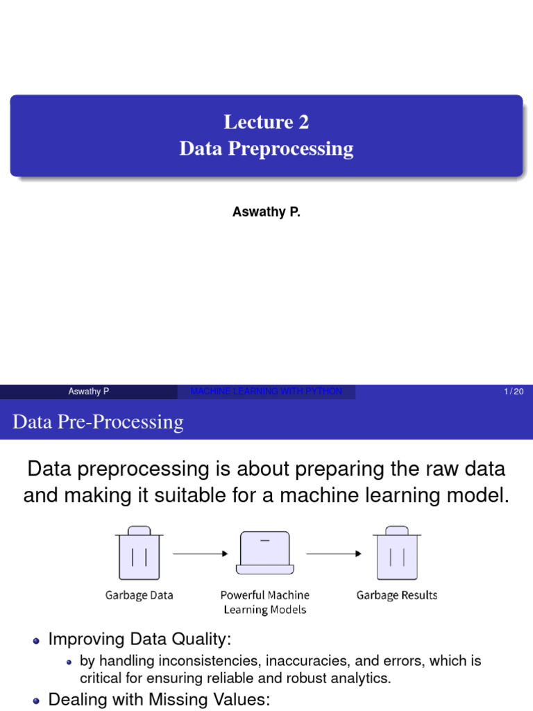 Lec 2 ML S4 Data Preprocessing | PDF | Machine Learning | Outlier