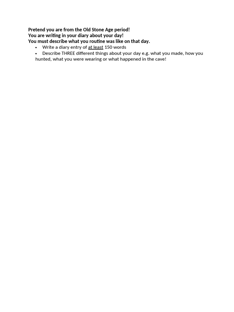 Diary Entry from the Old Stone Age | PDF