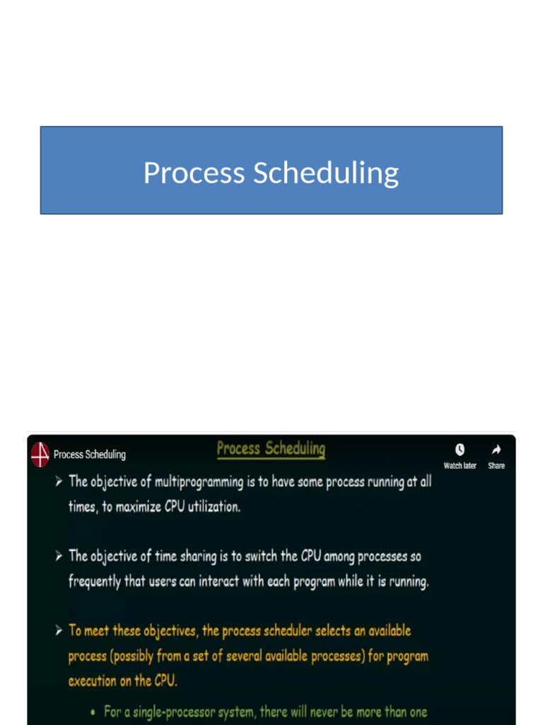 Unit II Process Scheduling | PDF