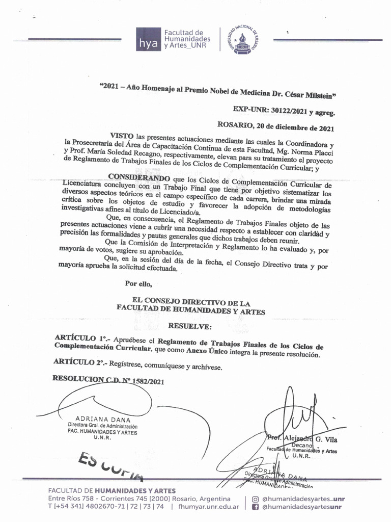 Reglamento Trabajo Final | PDF